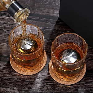 Whiskey Stones Gift Set Old Fashioned Whiskey Glasses Set of 4 with Stainless Steel Ice Cube
