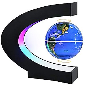 Magnetic Levitating Globe with LED Light, MOKOQI Cool Tech Gift for Men Father Boys, Birthday Gifts for Kids, Floating Globes World Desk Gadget in Office Home Decor