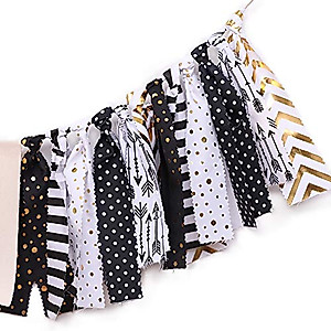 WAHAWU Wild One Banner for 1st Birthday - Where Wild Things Are Party Supplies , Black and Gold , Baby Boy's Shower Decorations , Photo Decoration Props , Wild One Birthday Decorations for Boys (High Chair Banner for 1st)