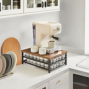 IBUYKE 2-Tier Coffee Pod Drawer Holder for K Cup, Capsule Pods Storage Organizer, Compact Under Coffee Pot Storage Drawer, Slim Home Kitchen Counter Organizer TCJ002H