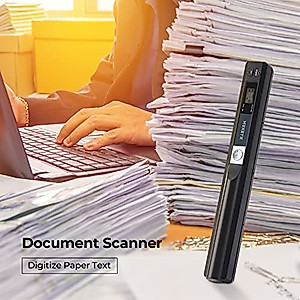 MUNBYN Portable Scanner, Photo Scanner for A4 Documents Pictures Pages Texts in 900 Dpi, Flat Scanning, Include 16G SD Card, Wand Document Scanner Uploads Images to Computer Via USB Cable, No Driver