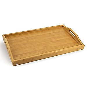 Trenda Breakfast-Trays, Bamboo Bed Table with Foldable Legs, Snack Desk for Sofa, Eating,Working