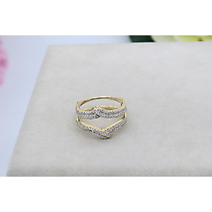 Dazzlingrock Collection 0.32 Carat (Cttw) Round White Diamond Enhancer Guard Anniversary Ring for Women in 14K Yellow Gold Size 7