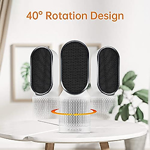 HEPA Air Purifiers for Bedroom, QUEENTY Room Air Purifier Ionizer with H13 True HEPA Filter, 40° Rotation Air Purifiers for Pets, Home, Remove 99.97% Dust Smoke Pollen Pet Dander (White)