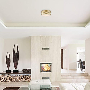 Globe Electric 60754 2-Light Flush Mount Ceiling Light, Soft Gold, Inner Frosted Shade, Ceiling Light Fixture, Light Fixtures Ceiling Mount, Bedroom Lights for Ceiling, Dining Light Fixture