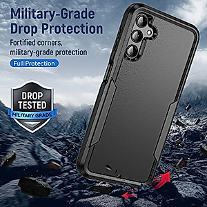 Teayoha 4-in-1 Samsung Galaxy A14 5G Case, [2 Pack Tempered Glass Screen Protector + Tempered Camera Lens Protector] Slim Heavy Duty Full-Body Shockproof Cover [Anti-Scratch], Black