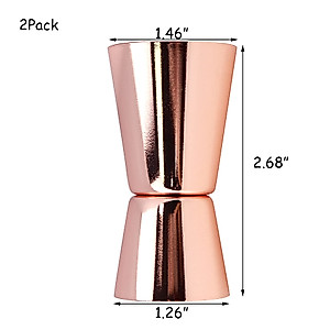 HEVSTIL Double Jigger,Rose Gold Stainless Steel Cocktail Measure Bar Alcohol Measuring Tools for Bartending Cocktails,0.5 Oz & 1 Oz Jigger