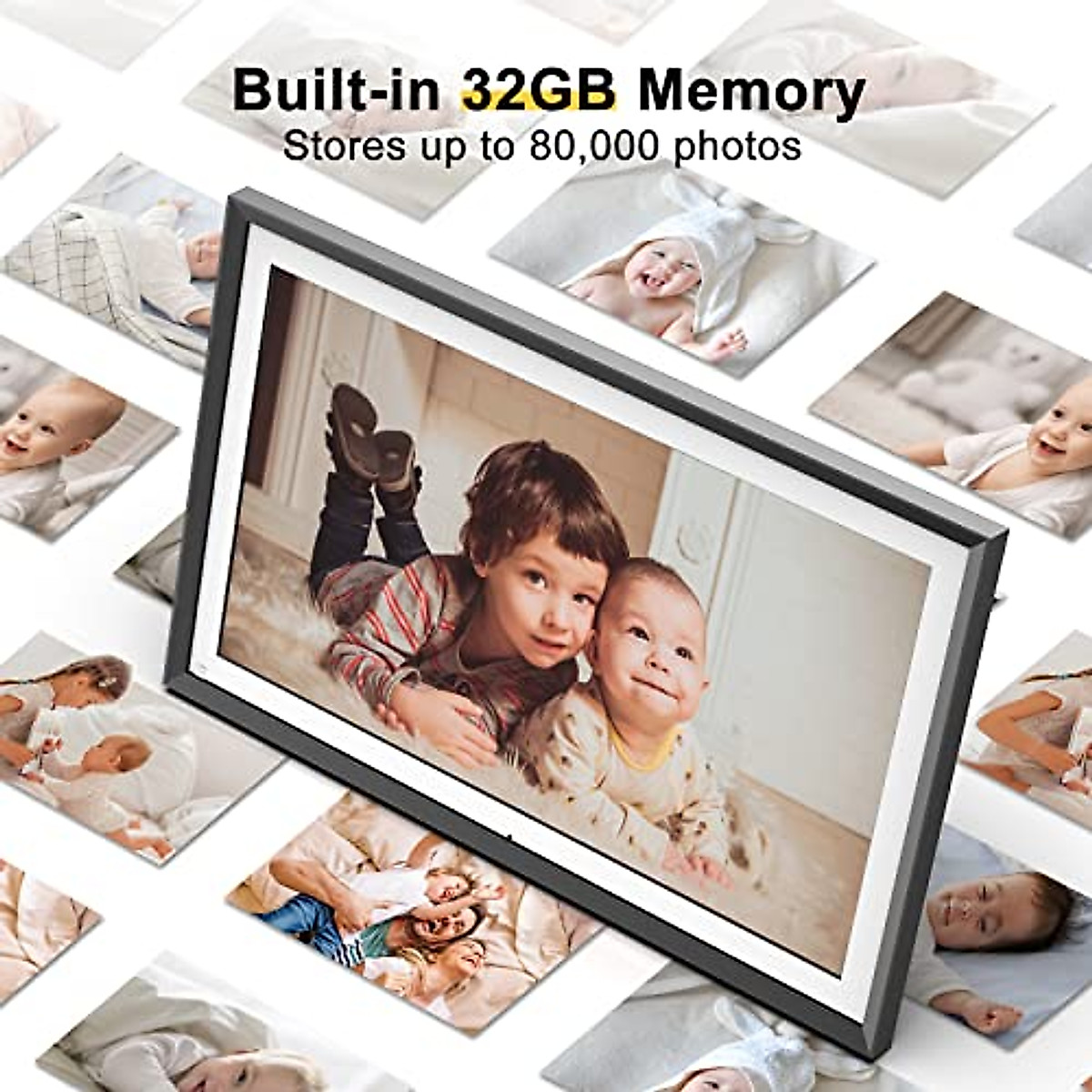 16 Inch Large Digital Picture Frame 32GB, WiFi Digital Photo Frame 1920*1080 IPS FHD Touch Screen, Smart Electronic Picture Frame, Auto-Rotate, Wall-Mountable, Send Photos via App/Email from Anywhere