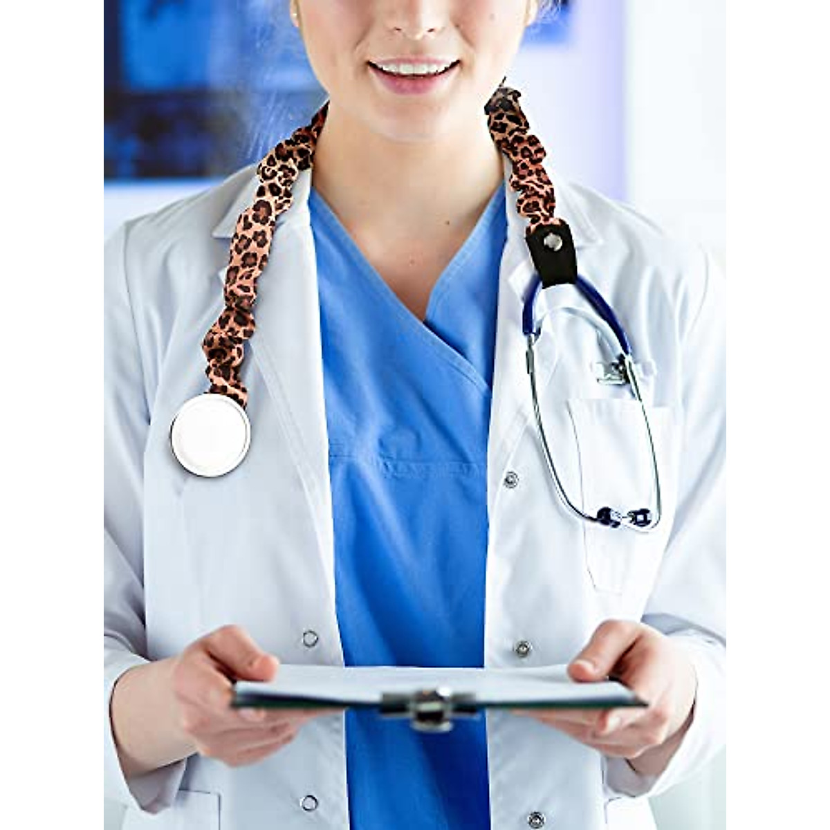 Tondiamo 6 Pieces Stethoscope Cover Scrunchie Elastic Fabric Stethoscope Covers Sleeve Compatible with Stethoscope 6 Styles Stethoscope Neck Wrap for Nurse Doctor