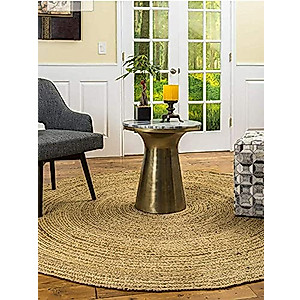 Vipanth Exports Natural Jute Rug Hand Braided Round Area Rug Handmade Rug for Home Decor (2 Feet Round (24 x 24 Inches), Beige) VP501RJWB