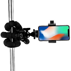Acuvar 10” inch Flexible Tripod with Quick Release + Universal Rotating Mount for All Smartphones + Wireless Remote Shutter for Smartphones + an eCostConnection Microfiber Cloth