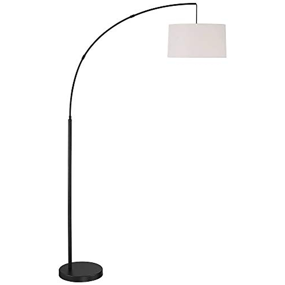 360 Lighting Cora Modern Industrial 72" Tall Arc Floor Lamp Standing with Smart Socket Black Metal White Linen Drum Shade for Living Room Reading Family Bedroom Office House Home Decor