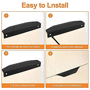 MOROBOR 8Pcs Mount Finger Edge Pull Handle 150mm Black Finger Pulls Aluminum Concealed Handle Furniture Drawer Handles for Home Kitchen Door Drawer Cabinet with Screws