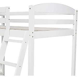 STP-Y Twin Over Twin Bunk Bed with 2 Ladders, Twin L-Shaped Bunk Bed and Loft Bed with Full-Length Guardrail, 3 Solid Wooded Bed Frames for Kids (White)