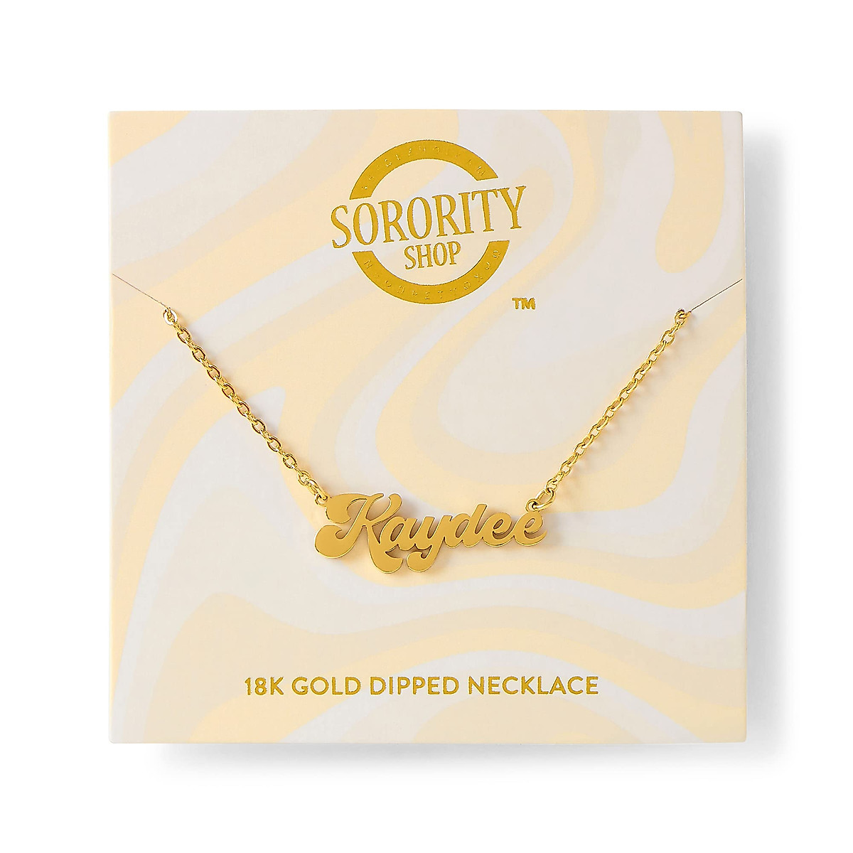 Sorority Shop Kappa Delta Necklace — Retro Font Design with 18K Gold Plating, Kappa Delta Gifts for Women
