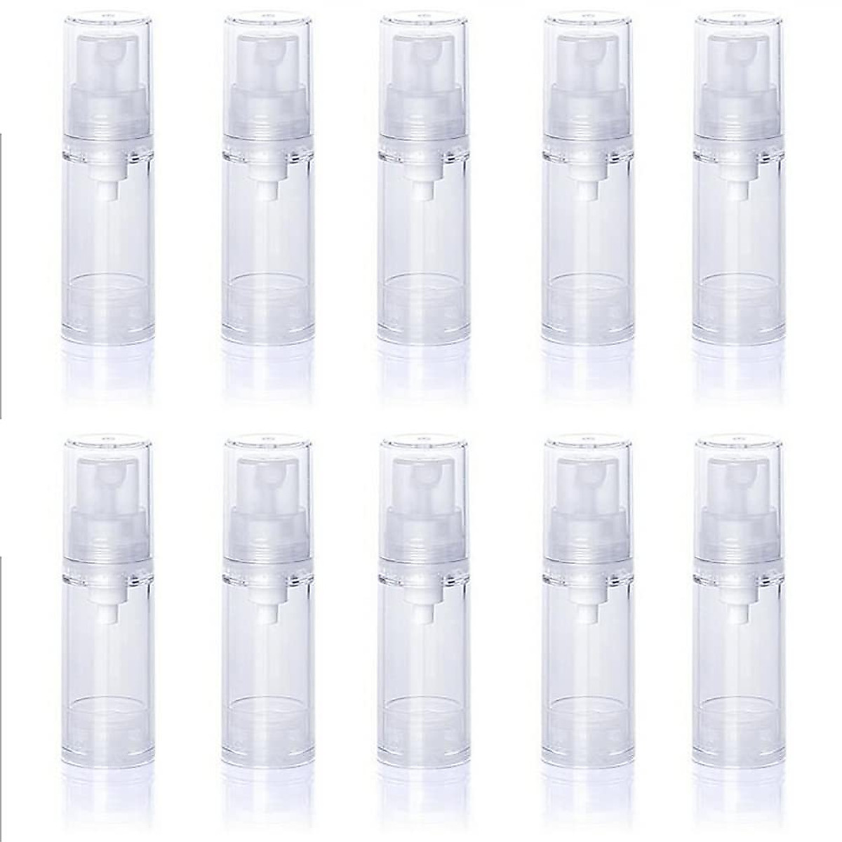 ericotry 12Pcs Empty Clear Portable Refillable Plastic Airless Vacuum Pump Bottles Travel Make-up Container Cream Lotion Sample Packing Toiletries Liquid Storage Container Vial Jars(5ml/0.17oz)