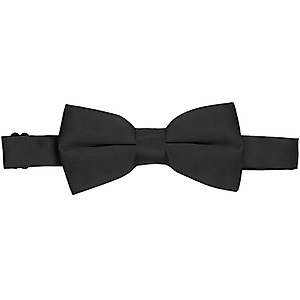 tiemart Pre-Tied Band Collar Bow Tie (Black)
