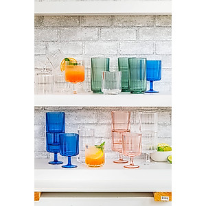 TarHong Mesa Premium Plastic Drinkware Tumbler/Double Old Fashioned, 15 Ounce, Clear, (Set of 6)