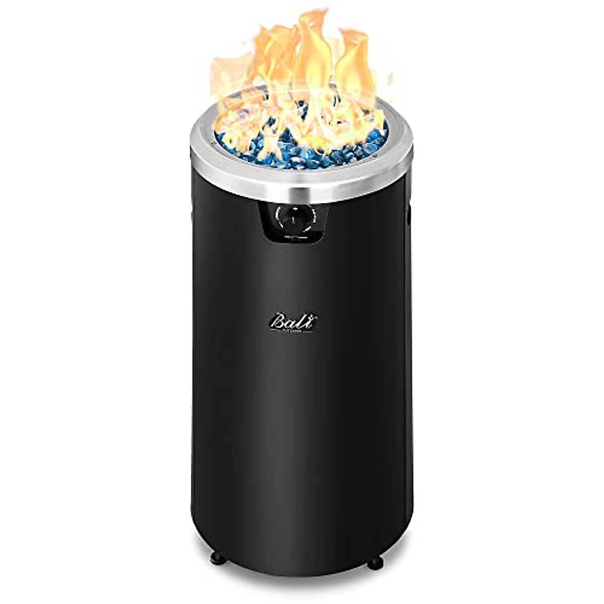 BALI OUTDOORS 15 inch Round Gas Fire Pit, Patio Fireplace, Propane Fire Column with Blue Fire Glass for Outdoor Backyard Garden
