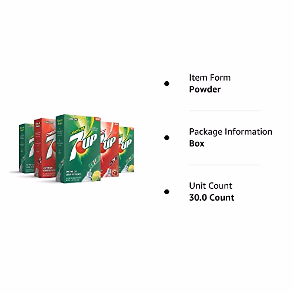 7-UP, Variety Pack – Powder Drink Mix - (5 boxes, 30 sticks) – Sugar Free & Delicious, Makes 30 flavored water beverages