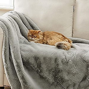 UGG 16800 Euphoria Plush Faux Fur Reversible Throw Blanket for Couch or Bed Luxury Hotel Style Blankets Machine Washable Easy Care Soft Throw Blanket for Bed or Living Room, 70 x 50-inch, Seal