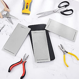 3 Pieces Diamond Sharpening Stone Diamond Knife Sharpener Plate Honing Whetstone for Kitchen Sharpening Dull, Blunt or Tired Edges (250/600/ 1200 Grit)