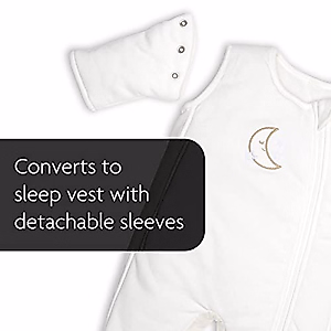 Baby Brezza 2-in-1 Baby Sleepsuit - Unique Swaddle Transition Sleepsuit - Breathable with Mesh Panels - Converts from Sleepsuit to Sleep Vest, 3-6 Months, Cream