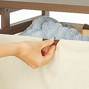 mDesign Bamboo Freestanding Laundry Hamper Basket Table - Storage Shelves for Folding Clothes and Organizing Detergent, Fabric Softener, Bleach, Dryer Sheets - Echo Collection - Espresso Brown