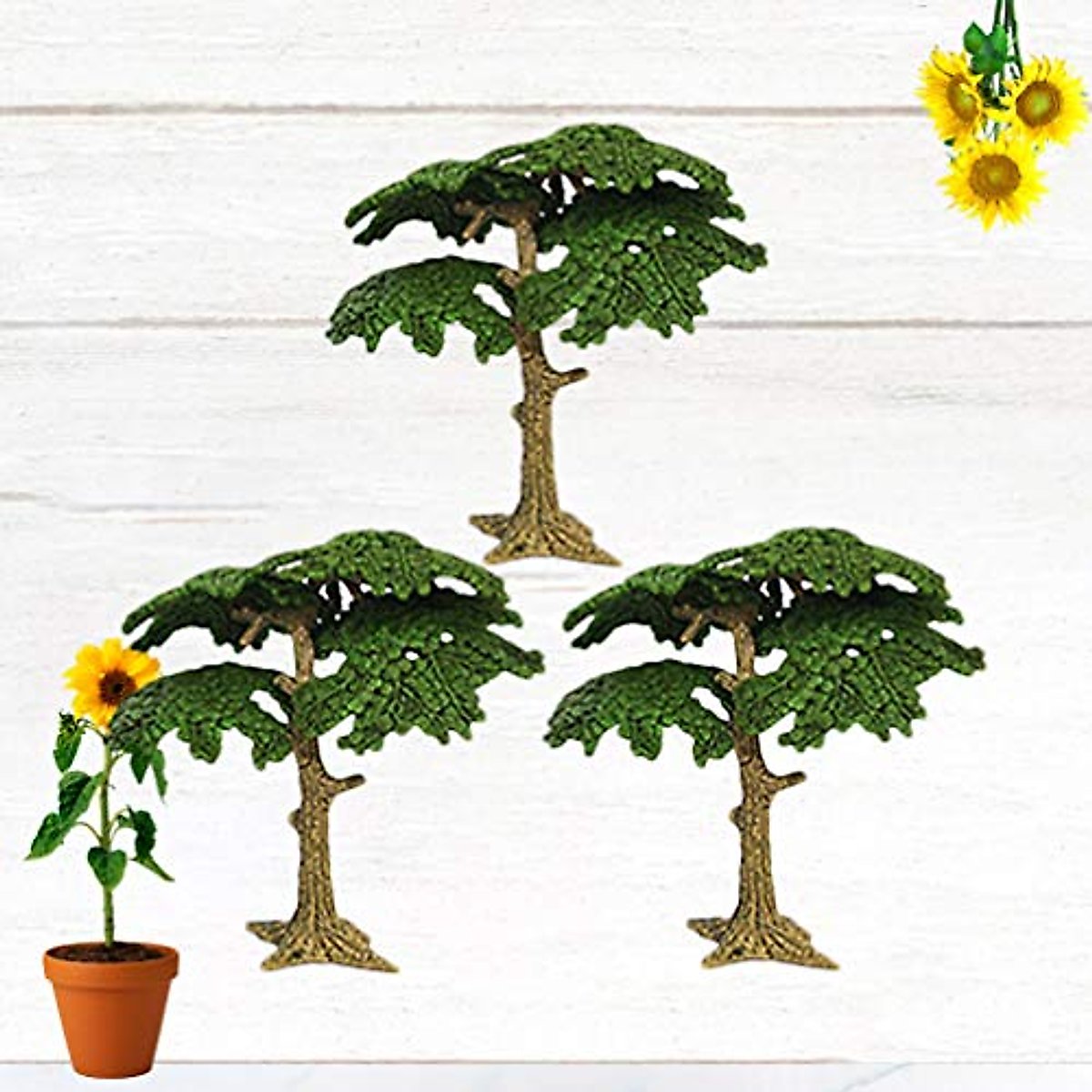 Toyvian 3pcs Tree Model Fake Miniature Trees Train Railways Architecture Landscape Scenery Simulated Mini Pine Tree Cypress Model for DIY Scenery Craft Project Size S