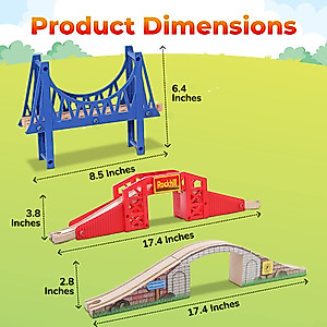 On Track USA Bridge Accessory Train Set: Suspension, Overpass and Arch Bridge Set Compatible with All Major Toy Trains Railway Expansion Accessories, Toy Train Track Accessory