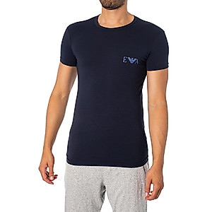 Emporio Armani Men's Bold Monogram 2 Pack T-Shirt, Marine/Marine