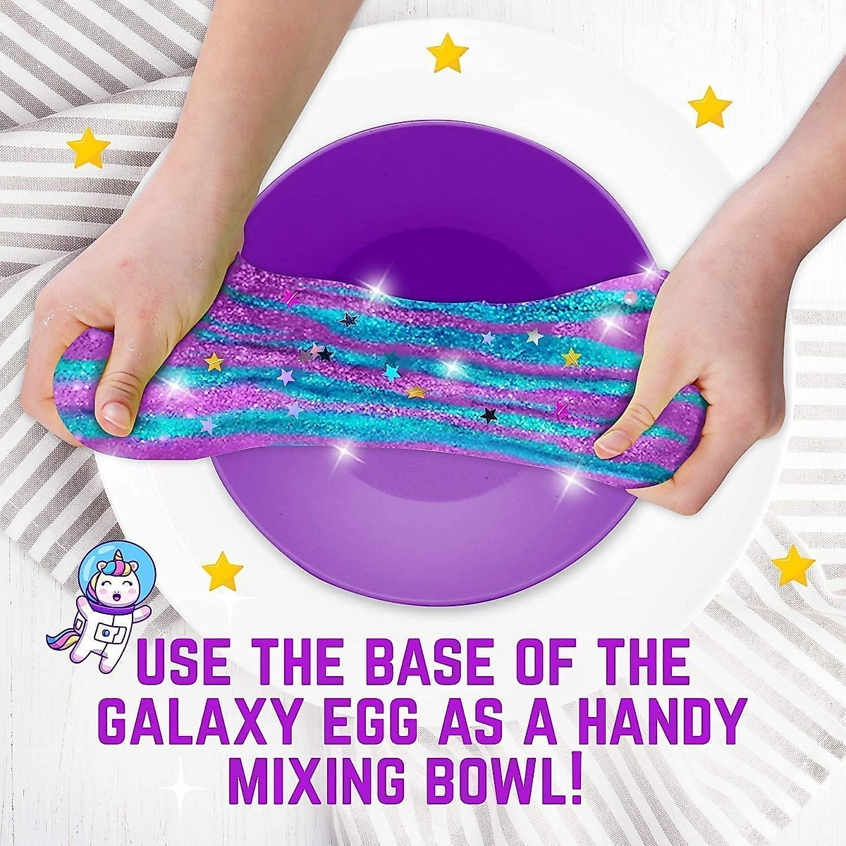 GirlZone Egg Surprise Galaxy Slime Kit for Girls, 41 Pieces to Make Glow in The Dark Slime, DIY Slime with Glitter, Fun Slime Kits for Girls 10-12