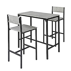 Haotian OGT03-HG, Bar Set-1 Bar Table and 2 Stools, 3 Pieces Home Kitchen Breakfast Bar Set Furniture Dining Set, 33.7 ”Height Table