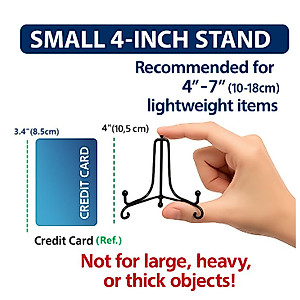 (4 Pack) Iron Display Stand, Black Iron Easel Plate Display Photo Holder Stand, Displays Picture Frames, Decorative Plates, Tablets and Art 4 Inch