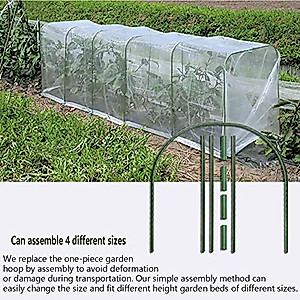 NZXVSE 6pcs Garden Hoops for Row Cover, 34.6x36 Inch Greenhouse Frame Tunnel Hoop, Steel Rust-Free Grow with Plastic Coated Support Frame, Dia 11mm Green