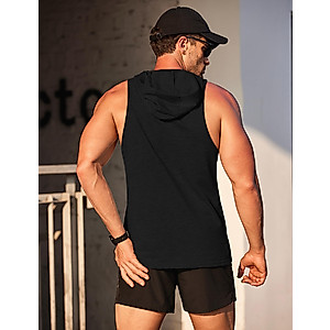 COOFANDY Men's 2 Pack Workout Hooded Tank Tops Bodybuilding Muscle Cut Off T Shirt Sleeveless Gym Hoodies