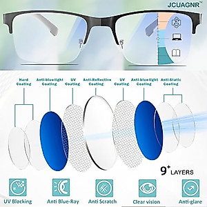 Bifocal Reading Glasses for Men, No Line Bifocals Progressive MultiFocus Readers, Wide Clear Top Transition Non Prescription Multifocal Eyeglasses,Large Anti Blue Light Multi focals Half Frame +2.5