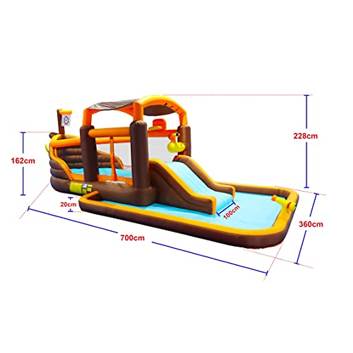 Inflatable Water Slide, Inflatable Playground Backyard Water Park with Climbing Wall, Playground Sets for Kids Backyard, Cruise Ship Design Splash Pool & Basketball & Blower