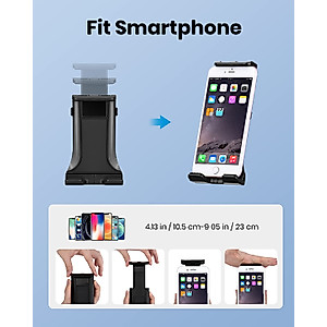 Moukey Tablet Holder for Microphone Stand, Adjustable Mic Music Stand Phone Holder Mount, Compatible with iPad, iPhone, Android, All 4.7 to 12.9 Inches Tablets & Smartphones