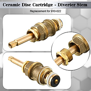 Dreyoo Ceramic Disc Cartridge Replacement for 910-030, Diverter Stem Replacement for 910-022, Shower Valve Faucet Cartridge Compatible with Price/Pfister, Hot Cold Diverter, Brass Construction