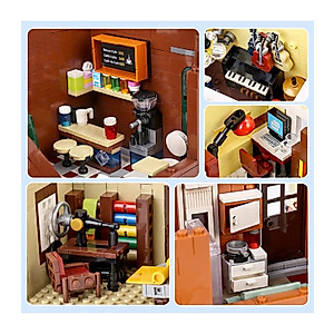 General Jim's Building Blocks Lighted Music Store Coffee Cafe Shop and Lounge Modular Building Blocks Bricks Set | Compatible with Lego City Sets