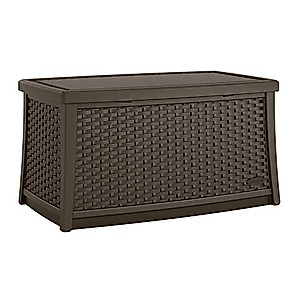 Suncast 30 Gallon Resin Outdoor Patio End Table Storage Box, Java