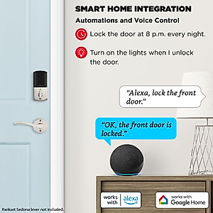 Kwikset 99380-001 Halo Wi-Fi Smart Lock Keyless Entry Electronic Keypad Deadbolt Featuring SmartKey Security, Satin Nickel