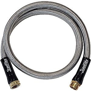 SteelFlex Leader Hose for Garden Hose Reel - 3/4” Braided Stainless Steel Outdoor Short Water Hose - Flexible, No Kinks, Tangles - Withstands Extreme Pressure, Weather, Temperature - 5 Foot Length