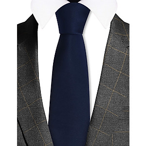 GUSLESON Classic Men's Wedding Ties for Men Silk Navy Blue Tie Solid 8cm Necktie (0791-03)