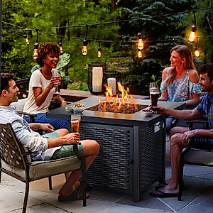 Ciays Propane Fire Pits Table 32 Inch Outdoor Gas Fire Pit, 50,000 BTU Steel Fire Table with Lid and Lava Rock, Add Warmth and Ambience to Gatherings and Parties on Patio Deck Garden Backyard,Black