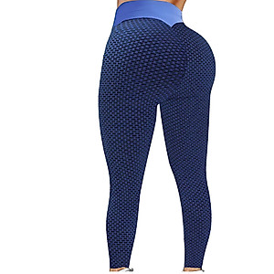 Dosoop Women Butt Lift Anti Cellulite Leggings Stretchy High Waist Yoga Pants Workout Tummy Control Textured Booty Tights