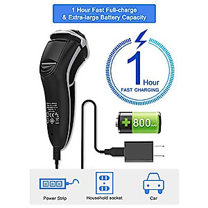 Men's Electric Shaver - MAX-T Corded and Cordless Rechargeable 3D Rotary Shaver Razor for Men with Pop-up Sideburn Trimmer Wet and Dry with Wall Adapter 100-240V
