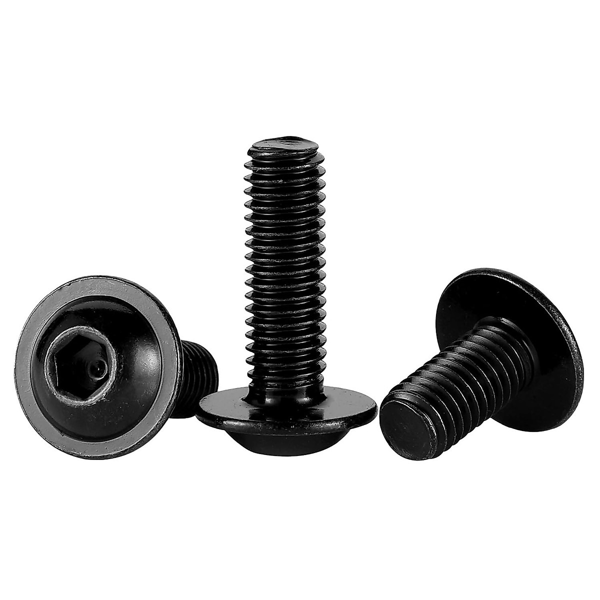 M6-1.0 x 20mm Flanged Button Head Socket Cap Screw Bolts, Allen Socket Drive, Stainless Steel 304, Black Finish, Quantity 25