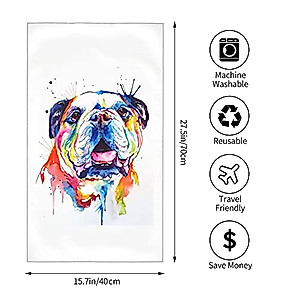 Colorful English Bulldog Microfiber Absorbent Towel 27.5 15.7 in
